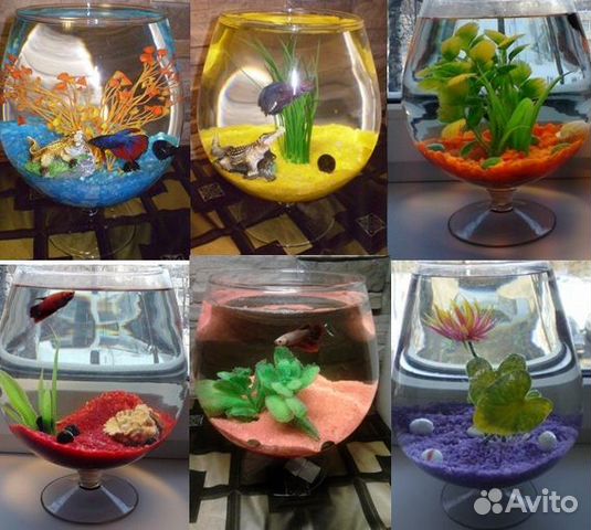 Дизайнерские бокалы с рыбкой петушок